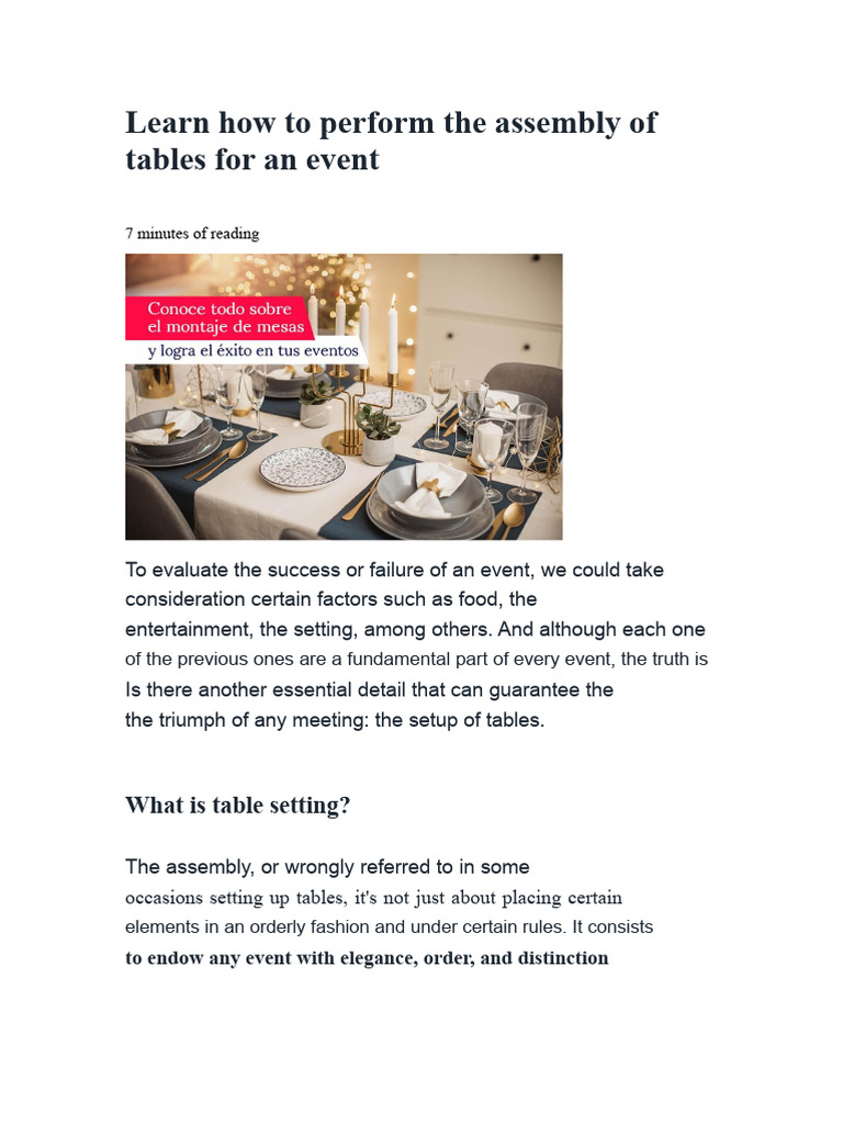 Event Table Setup Guide | PDF | Tableware | Cooking