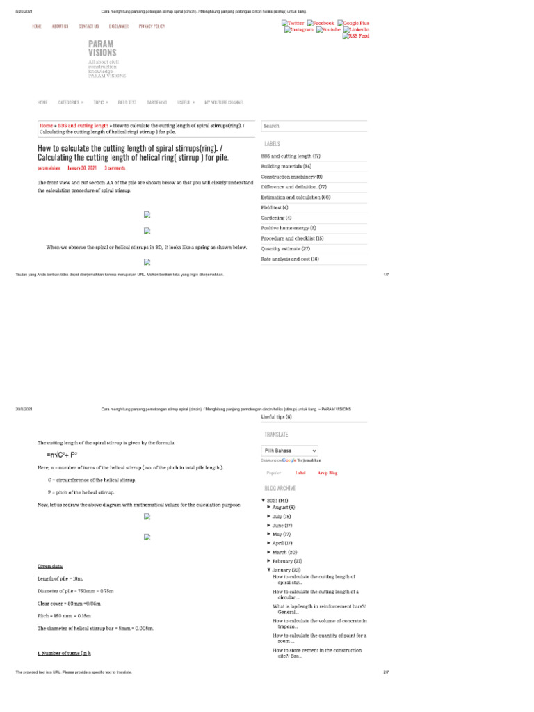 Bagaimana Cara Menghitung Panjang Potong Stirrup Spiral (Cincin) - Menghitung Panjang Potong ...