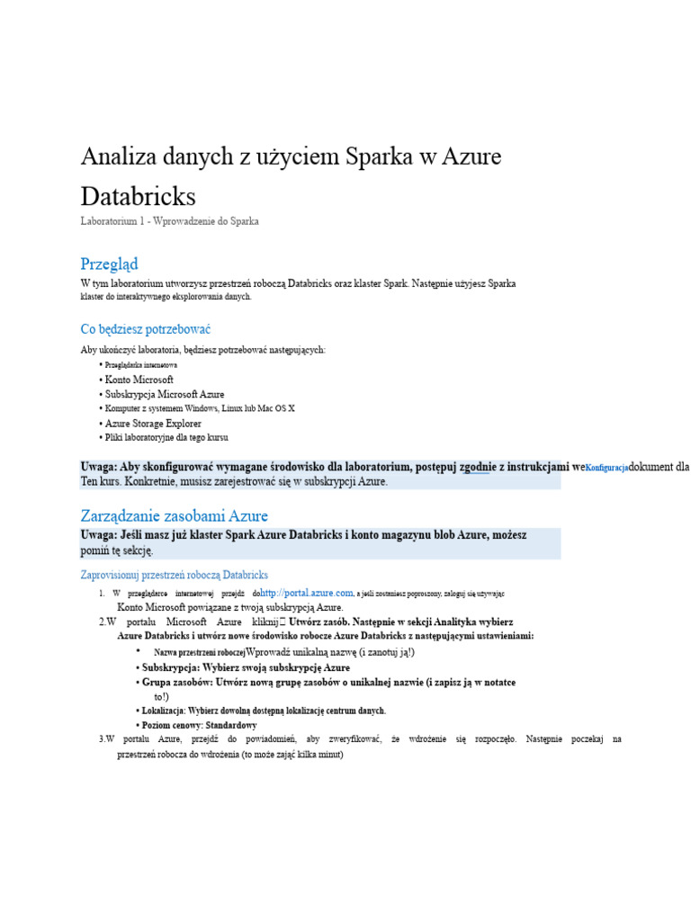 Laboratorium Databricks 1 | PDF