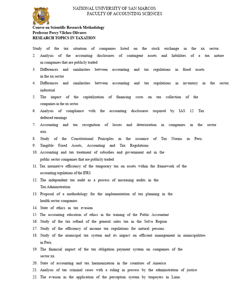 Various Tax Research Topics | PDF | Taxes | Tax Deduction