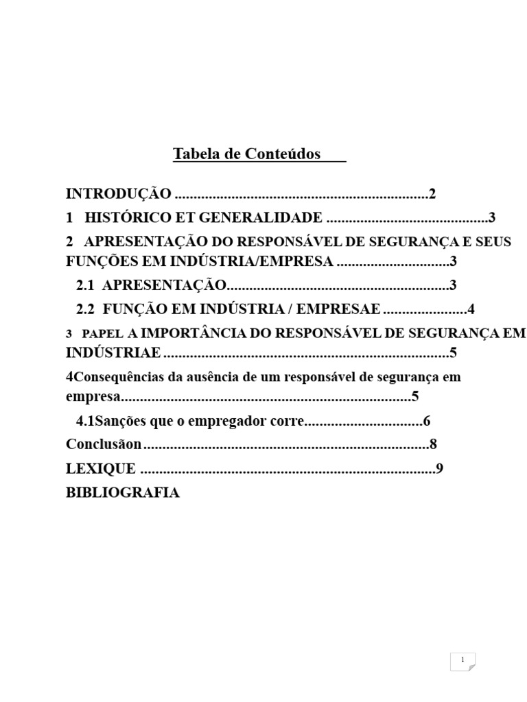 Importância do Responsável de Segurança | PDF