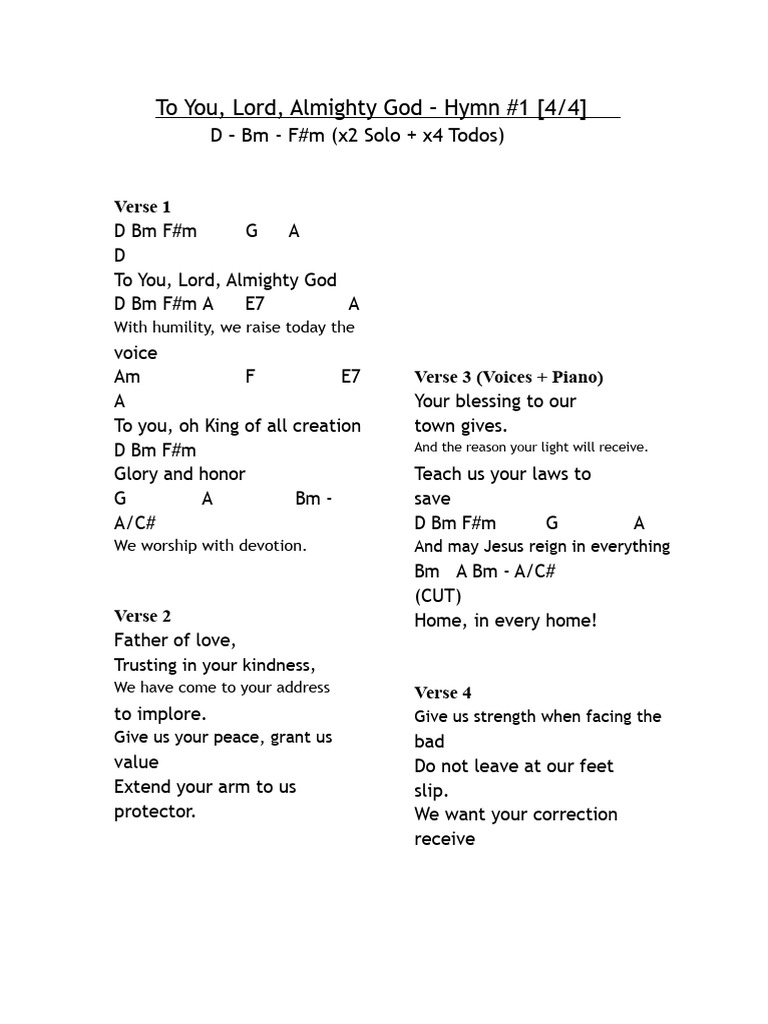 To You, Almighty God - Hymn #1 IPCH | PDF