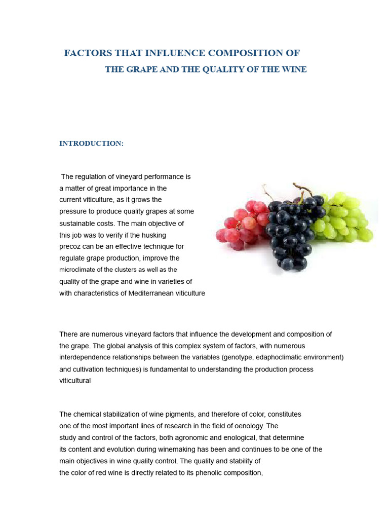 Factors That Influence The Composition of Grapes and The Quality of ...