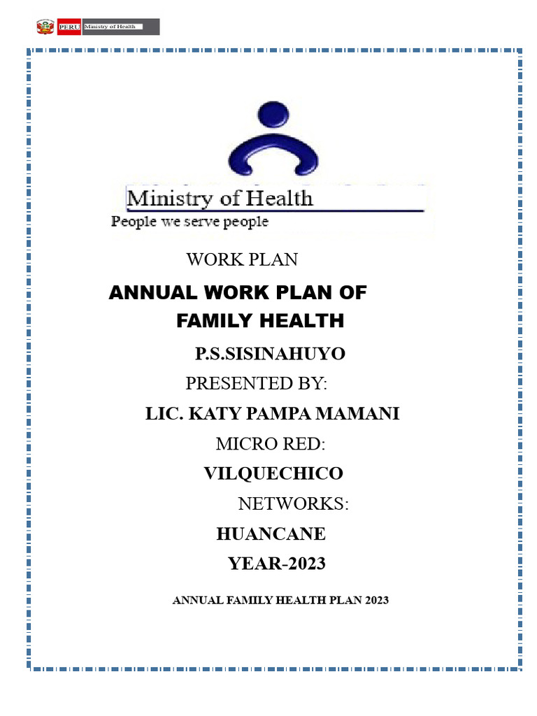 FAMILY HEALTH WORK PLAN - Katy Pampa Mamani | PDF | Health Care