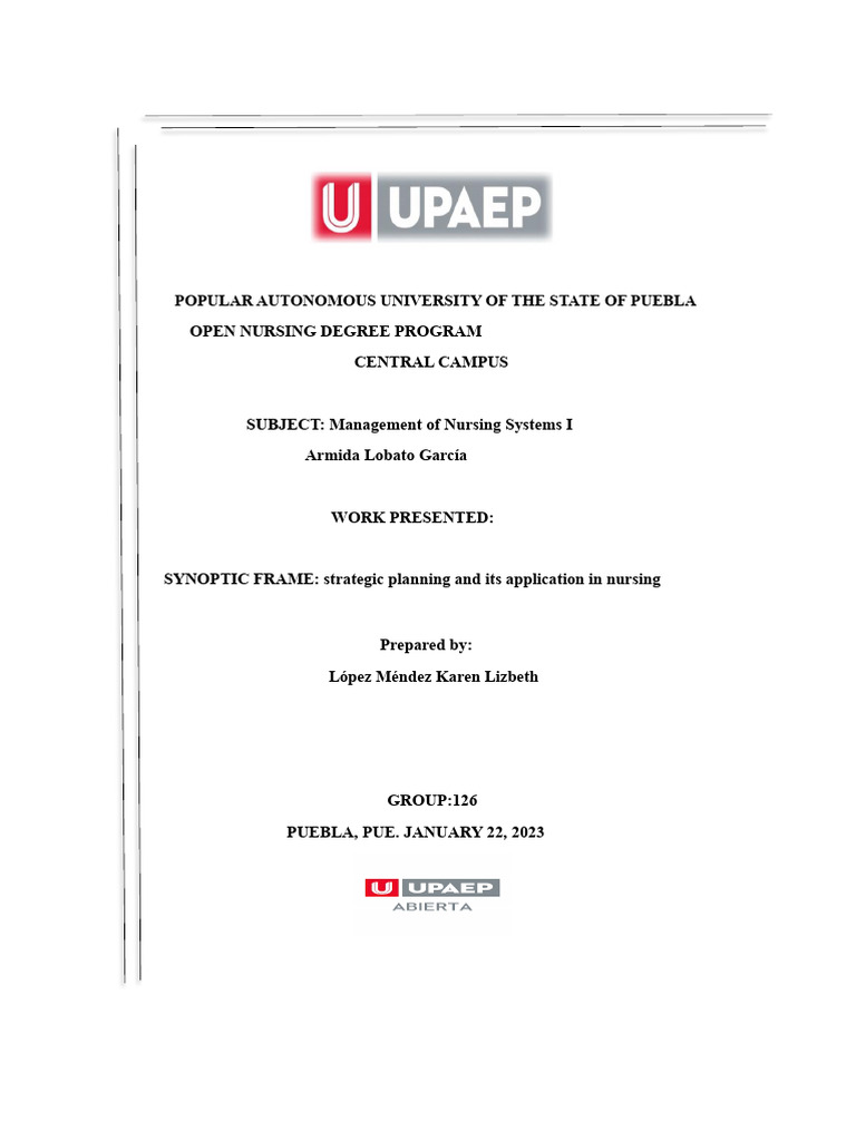 Synoptic Chart | PDF | Strategic Planning | Goal