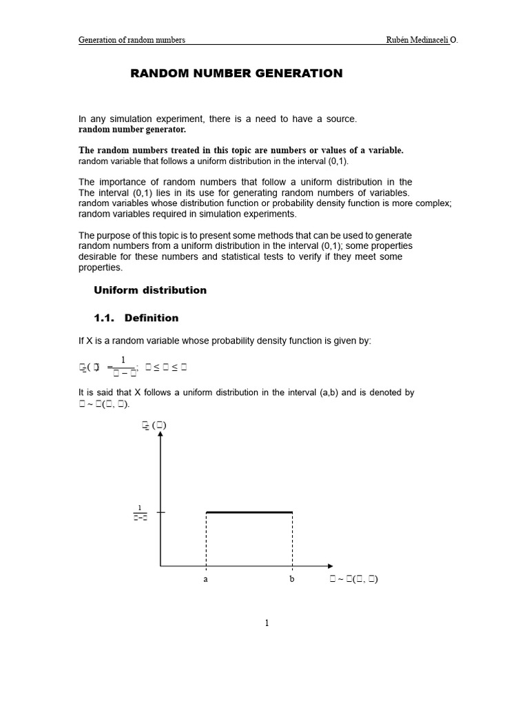 Generating Random Numbers | PDF | Probability Distribution | Random Variable