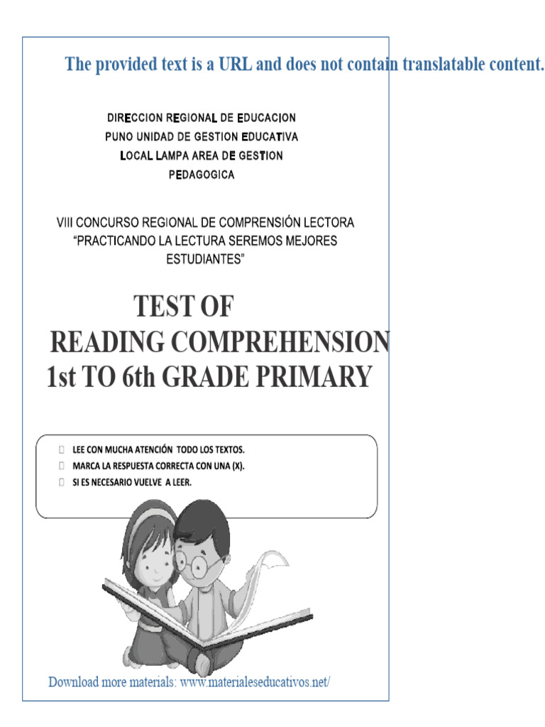 Reading Comprehension Contest For 1st To 6th Grade Primary School | PDF ...