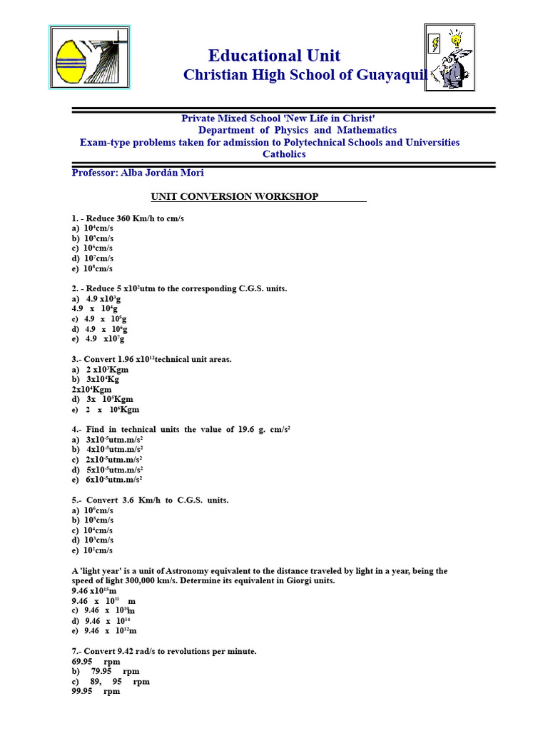 Unit Conversion Workshop | PDF | Quantity
