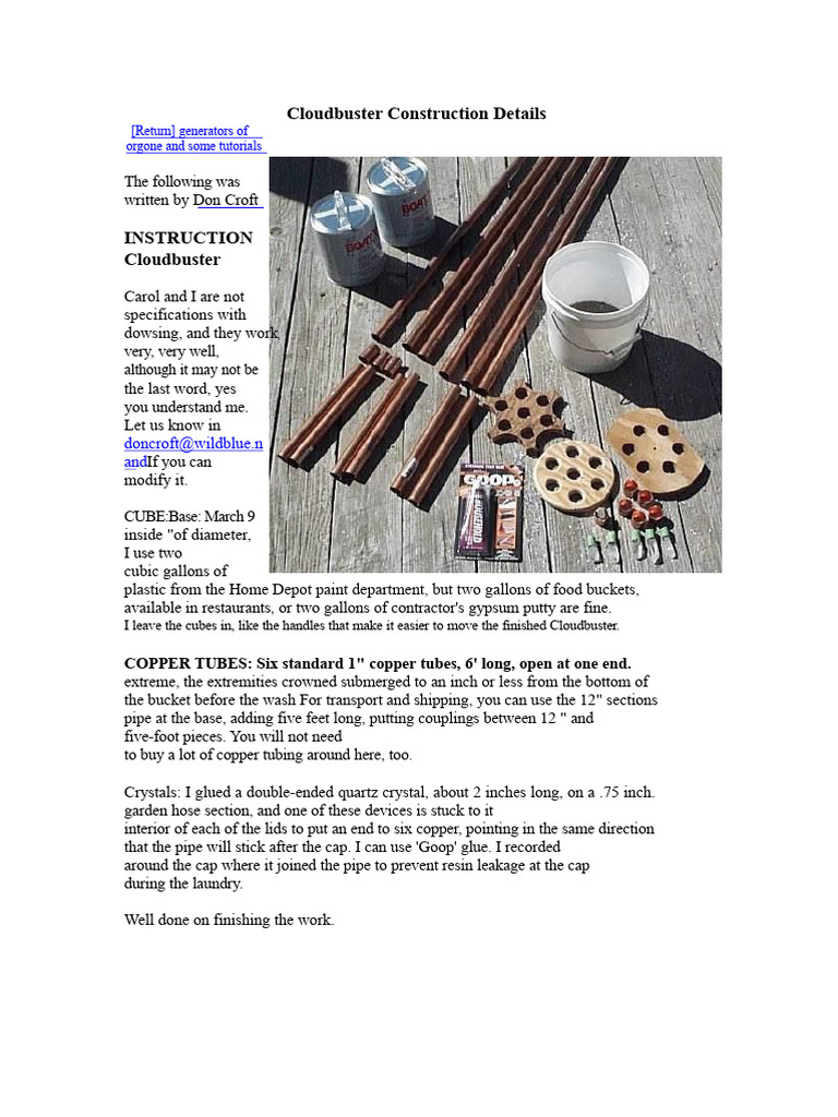 Cloudbuster Construction Details Pdf