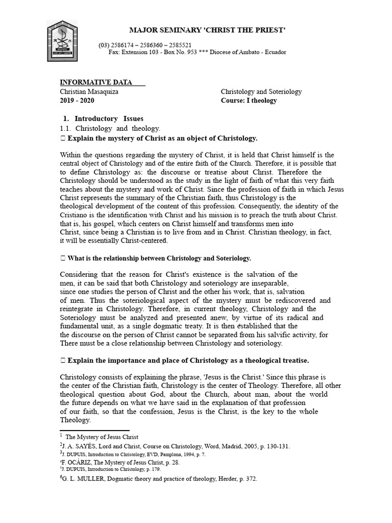 Christology | PDF | Christology | Salvation