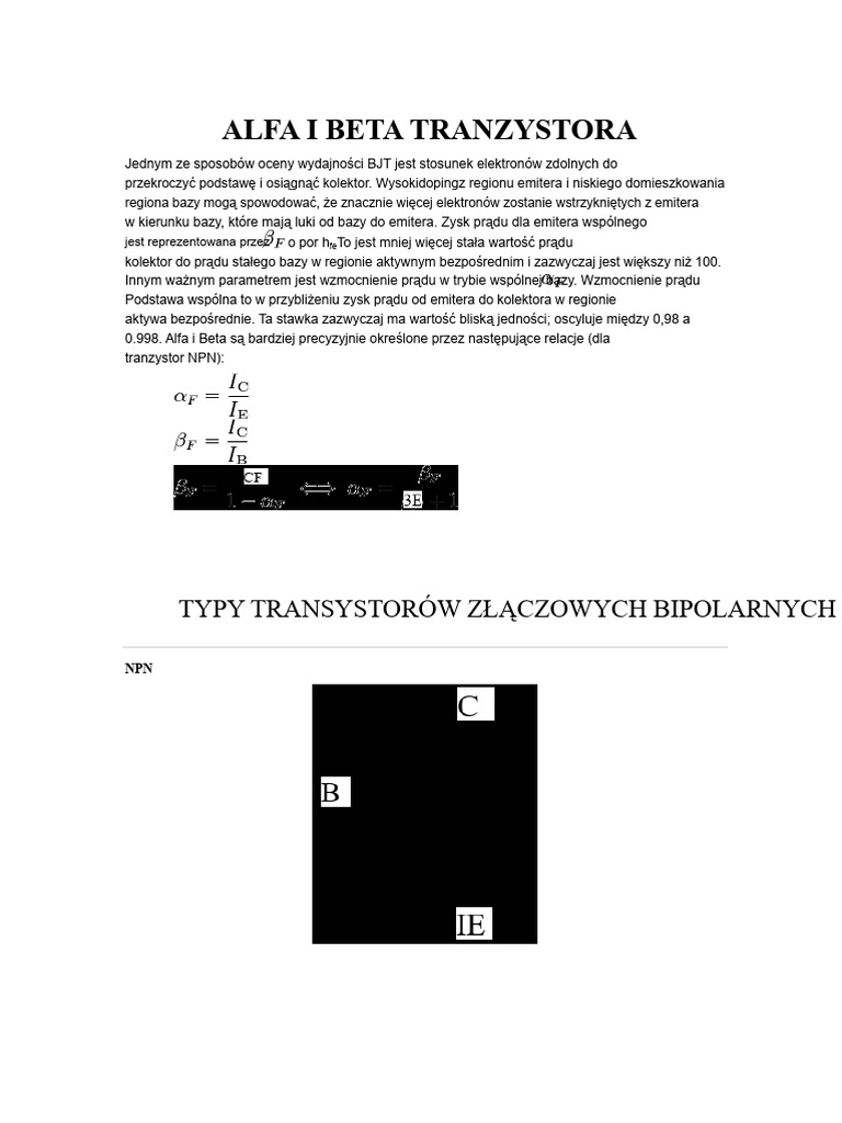 Alfa I Beta Tranzystora | PDF