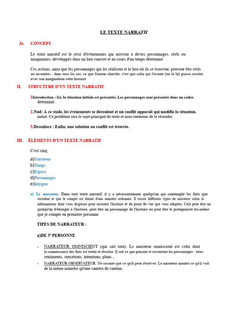 Caractéristiques du texte narratif | PDF | Fable | Récit