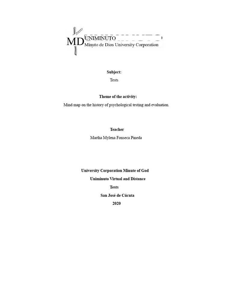 Mind Map of The History of Psychological Tests and Evaluations | PDF ...