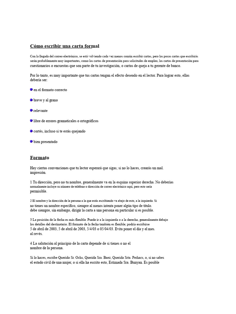 Cómo Escribir Una Carta Formal | PDF | Puntuación | Lingüística