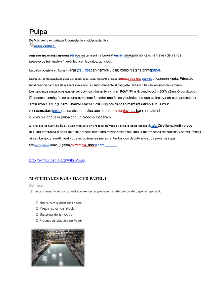 Pulpa | PDF | Papel de pulpa) | Papel