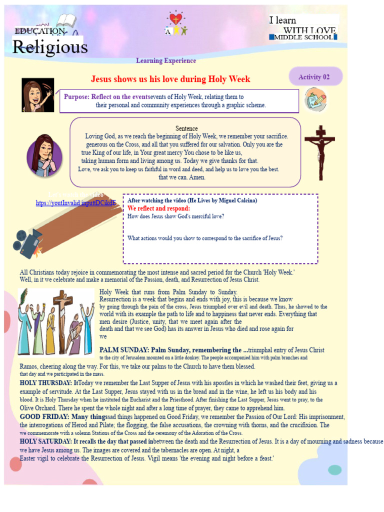 Holy Week Reflection and Activities | PDF | Last Supper | Jesus