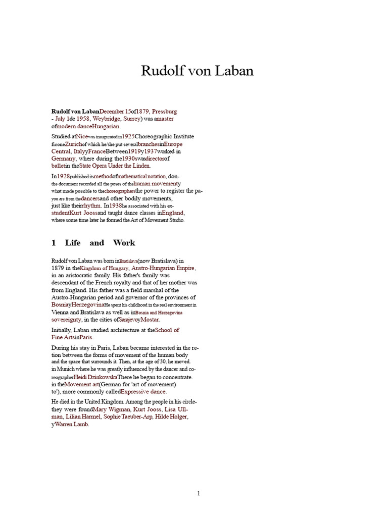 Biography of Rudolf von Laban | PDF | Dances | Performing Arts