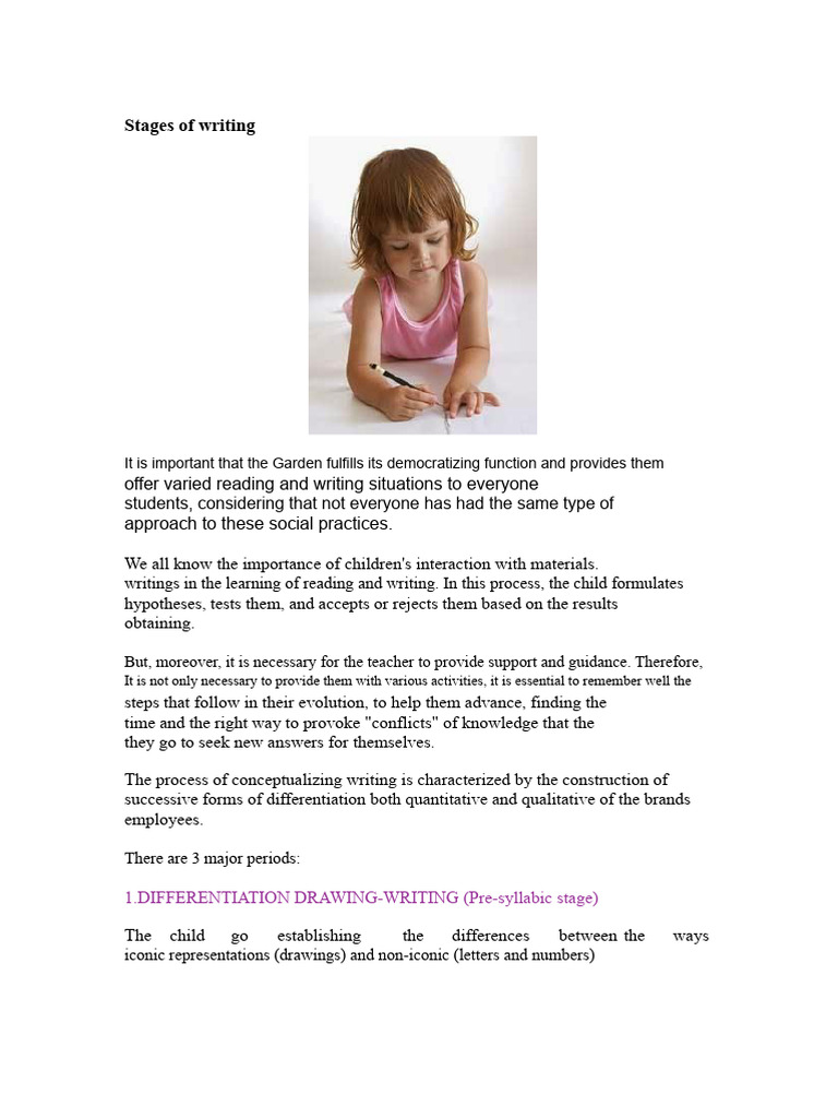 Writing Development Stages in Children | PDF | Writing | Hypothesis