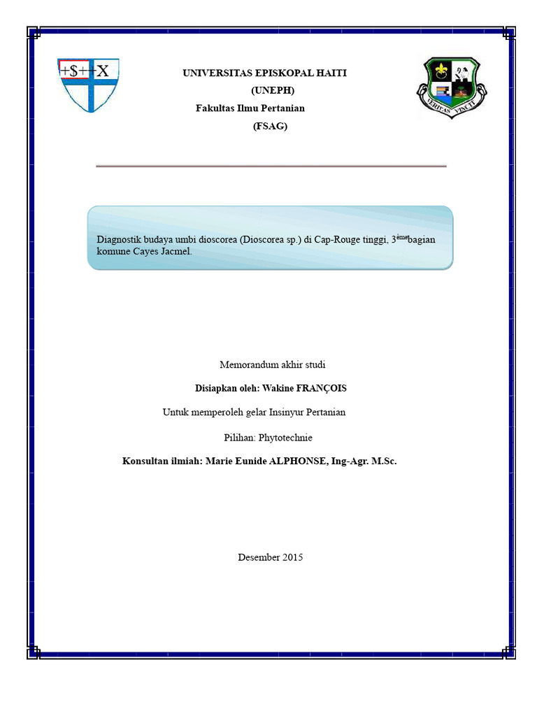 Universitas Episkopal Haiti (Uneph) Fakultas Ilmu Pertanian (FSAG) | PDF