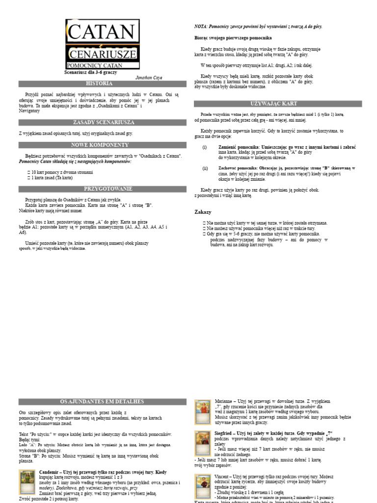 Catan Gra Mapa Zasady Pomocnik 48384 PDF | PDF