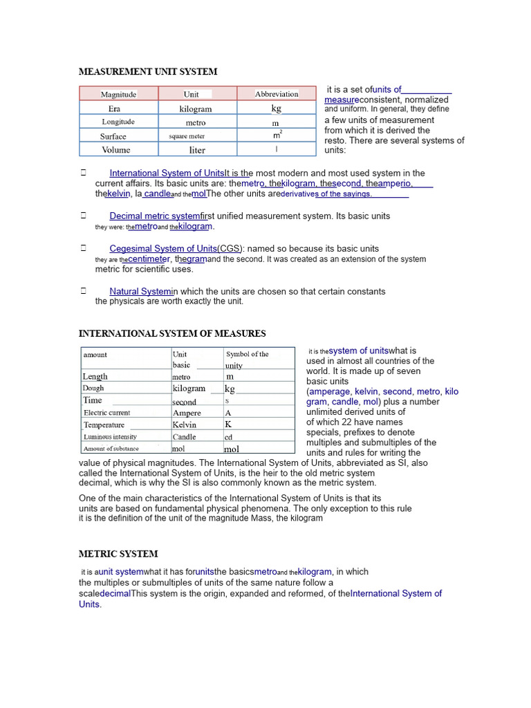 Overview of Measurement Unit Systems | PDF | International System Of ...