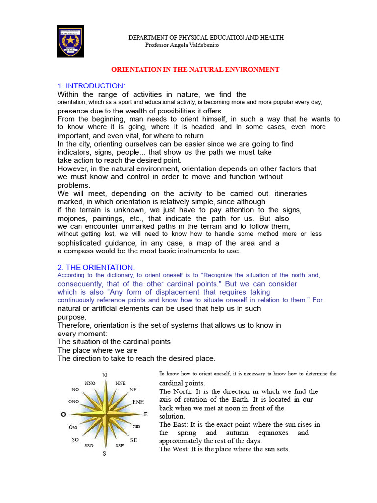Orientation in The Natural Environment | PDF | Compass | Map