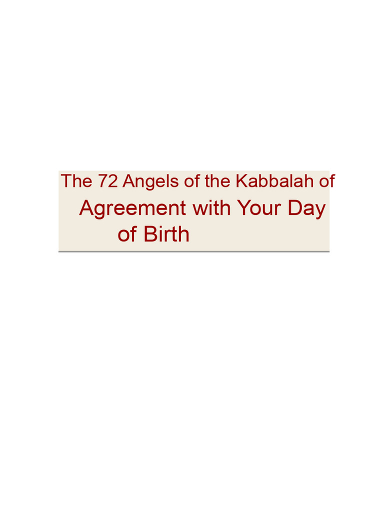 72 Angels of Kabbalah by Birth Date | PDF | Angel | Kabbalah