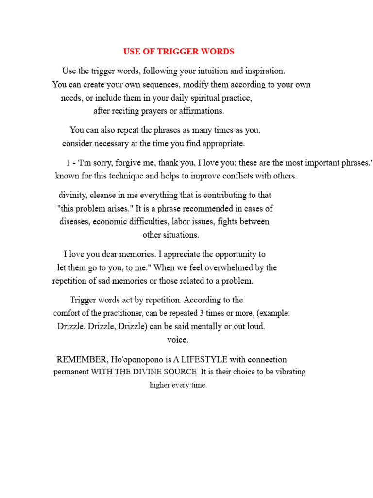 Use of Trigger Words | PDF | Pain