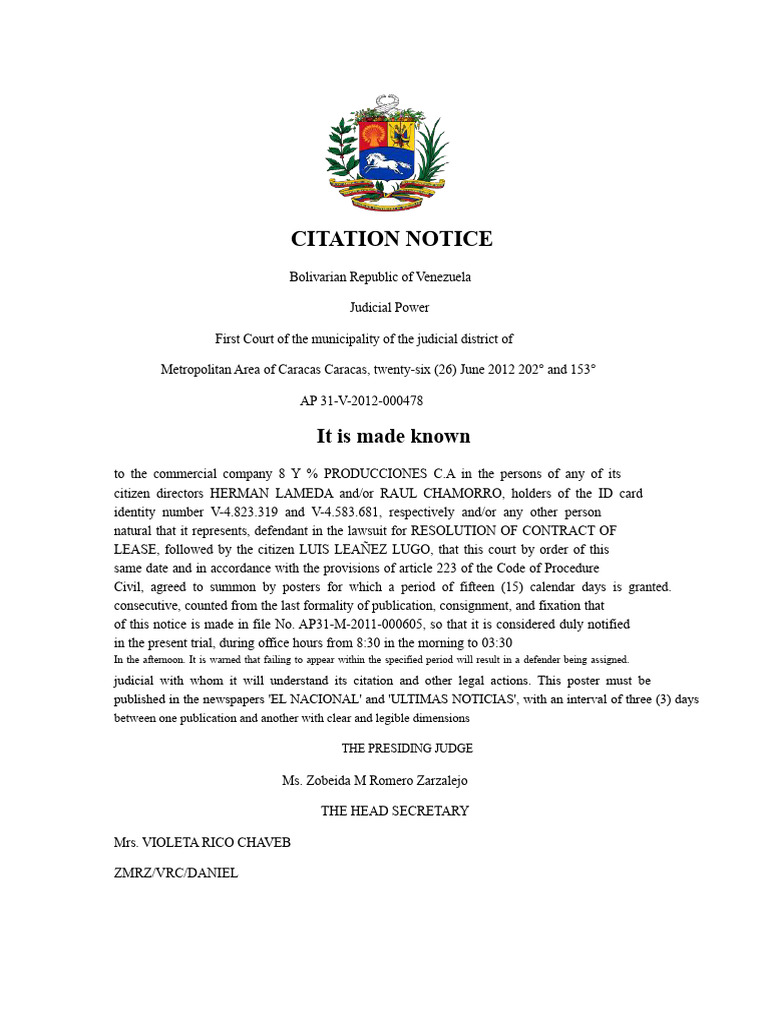 Example Citation Notice | PDF