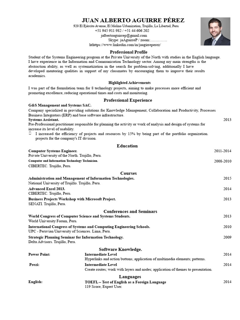 Resume Template Without Experience | PDF | Peru | Computing