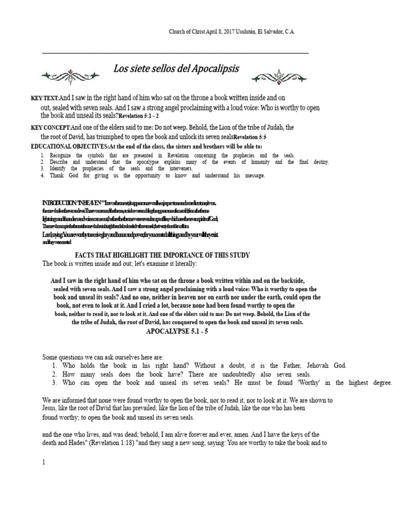 The 7 Seals of The Apocalypse | PDF | Book Of Revelation | Jesus