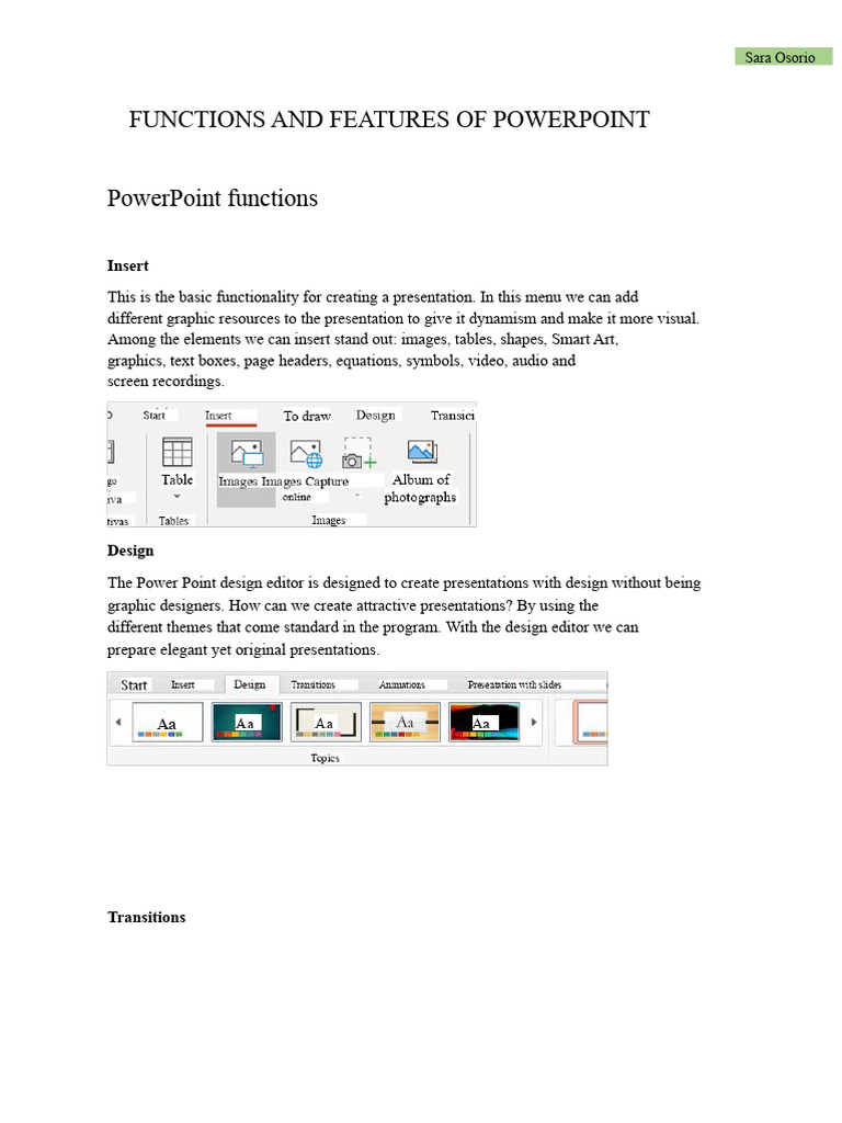 PowerPoint Functions and Features Guide | PDF | Microsoft Power Point ...
