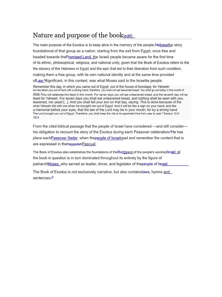 Nature and Purpose of The Book of Exodus | PDF