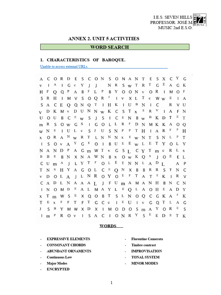 Word Searches About The Baroque | PDF | Baroque Music | Classical Music