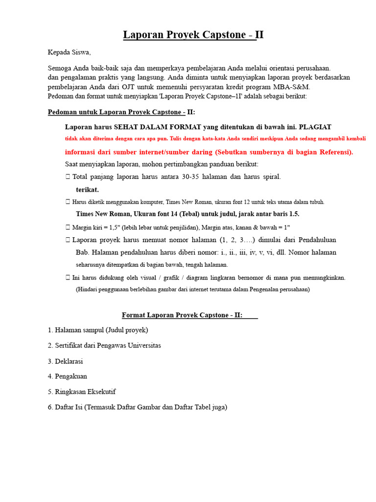 Panduan Laporan Proyek Capstone II | PDF