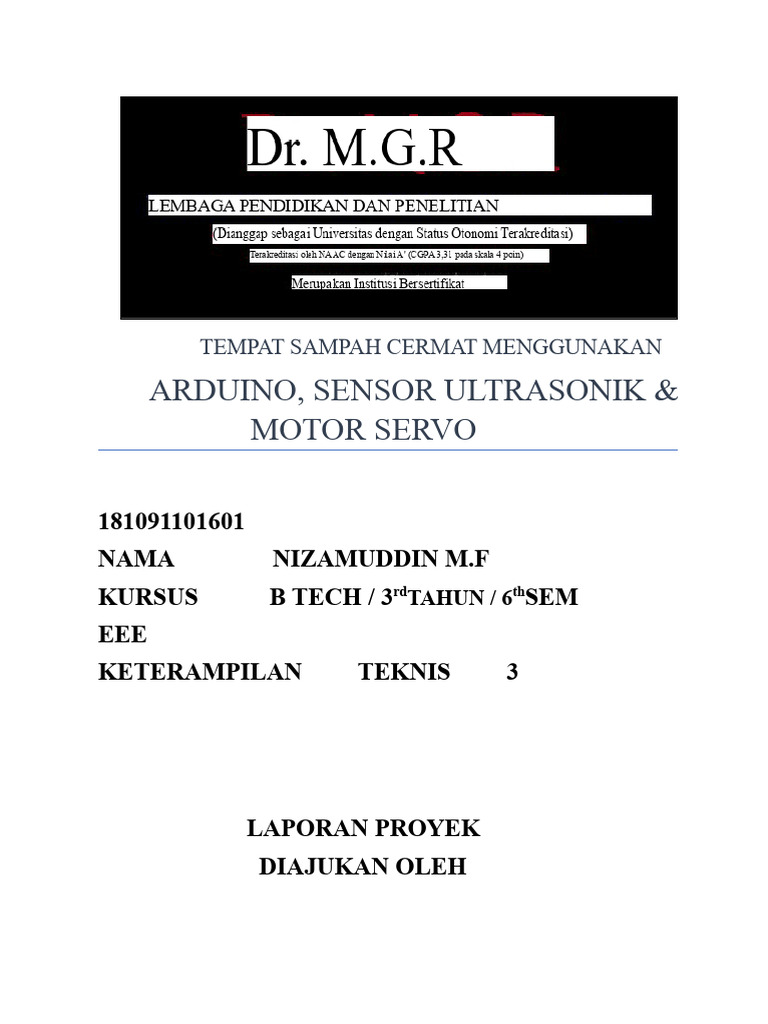 Tempat Sampah Cerdas Menggunakan Arduino Laporan 1 | PDF