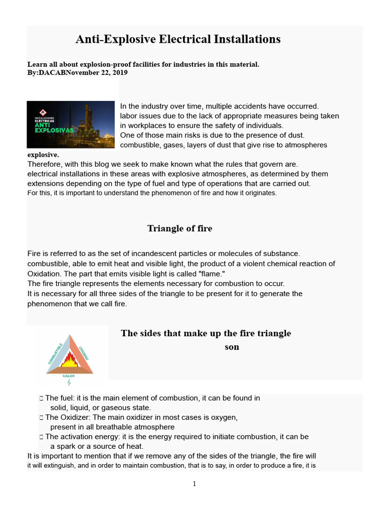 Explosion-Proof Electrical Installations Notes | PDF | Thermography | Fires
