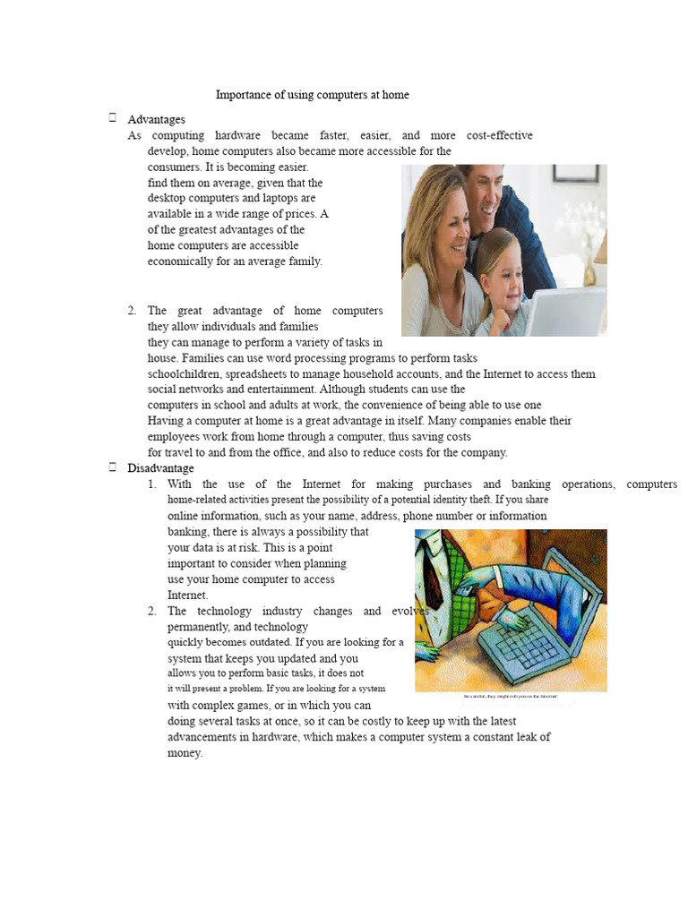 Importance of Using Computers at Home | PDF