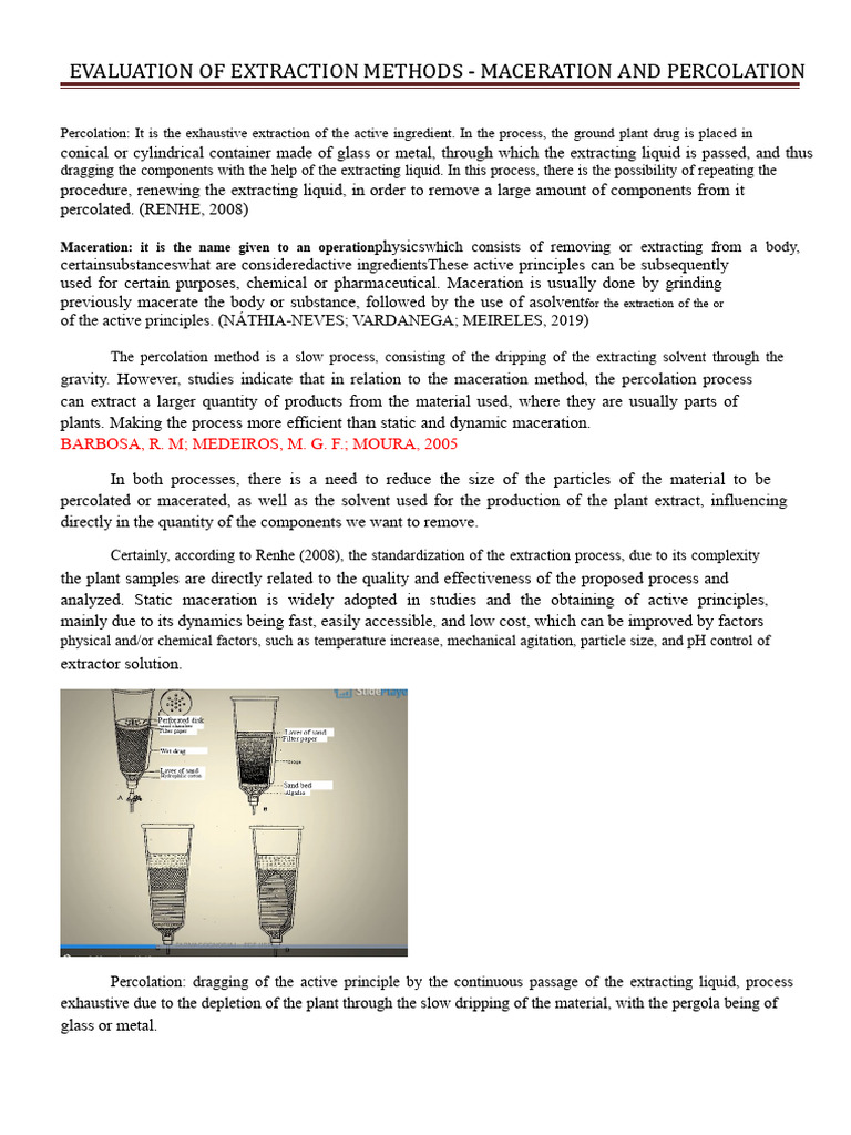 Maceration vs. Percolation Methods | PDF | Chemical Substances ...