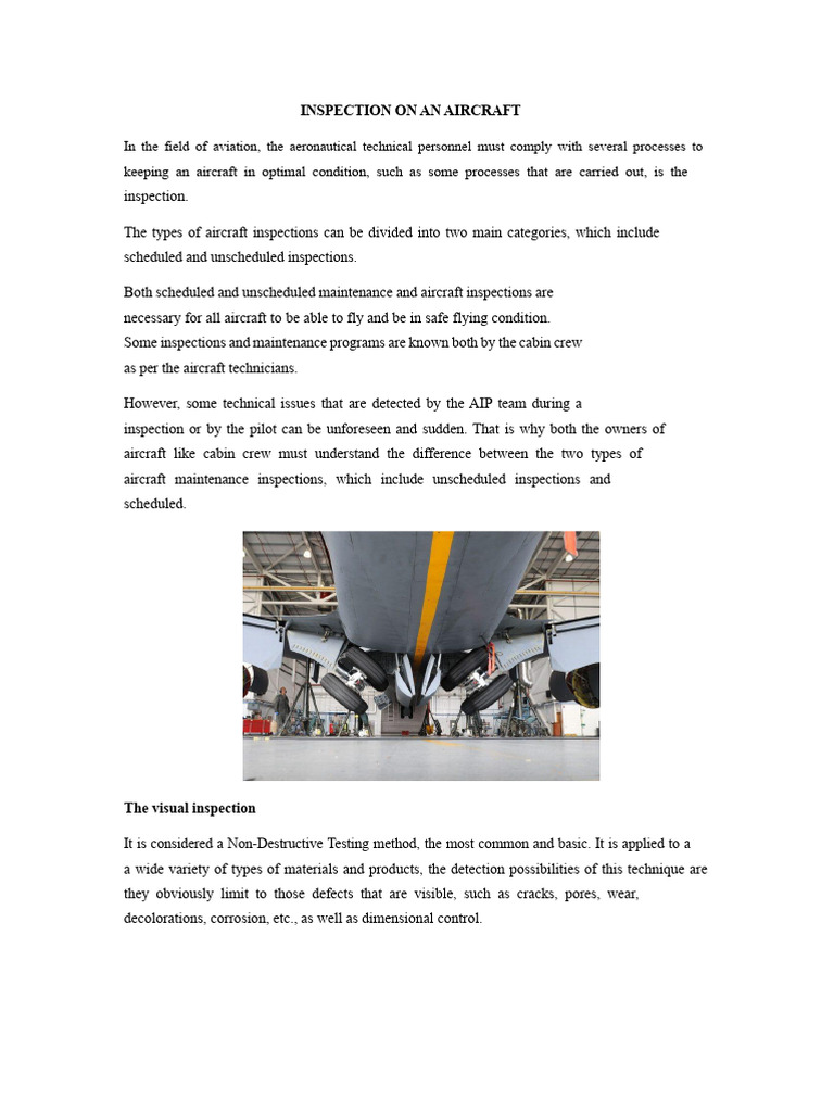Types of Inspection in An Aircraft | PDF | Federal Aviation ...