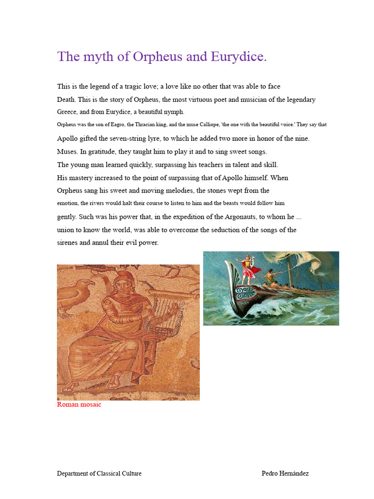 The Myth of Orpheus and Eurydice | PDF | Orpheus | Ancient Greek Religion