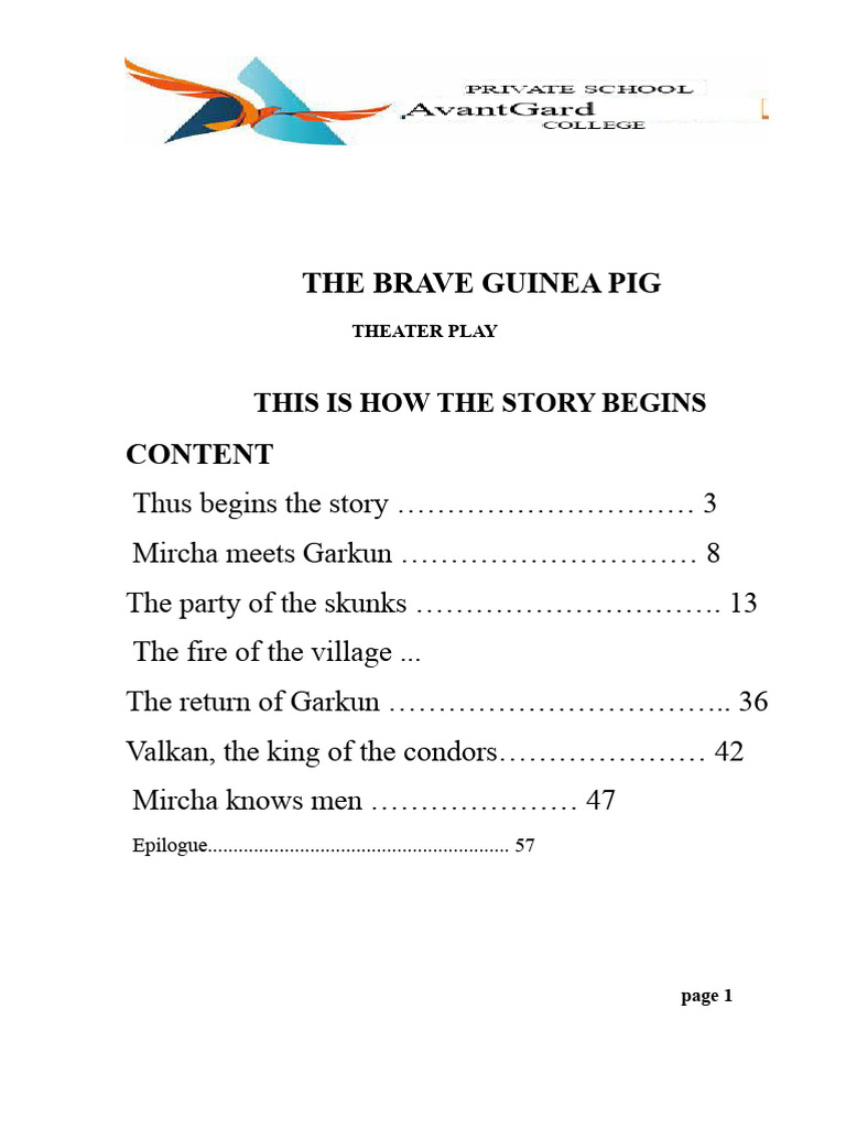 The Brave Guinea Pig Play Script | PDF | Guinea Pig