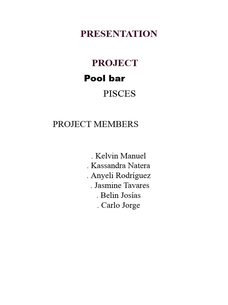 Overview of Pool Bar Concept | PDF | Bartender