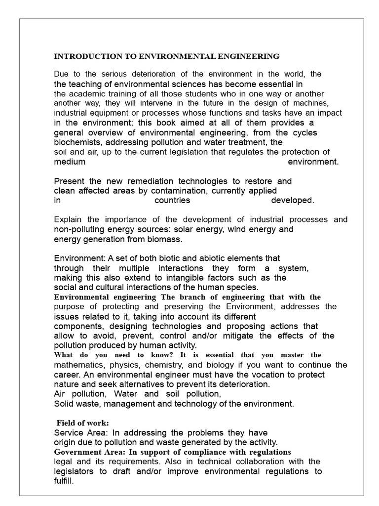 Introduction To Environmental Engineering | PDF | Environmental Engineering | Natural Environment