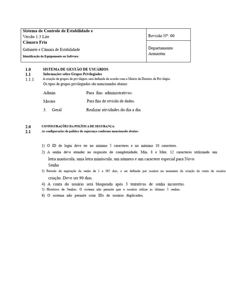 Passos do Processo por Aplicação para o Sistema de Controle de ...