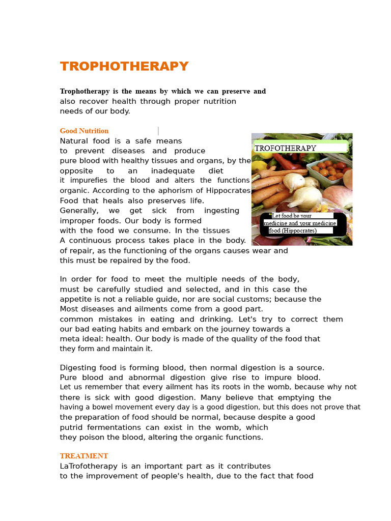 TROPHOTHERAPY | PDF | Foods | Nutrition