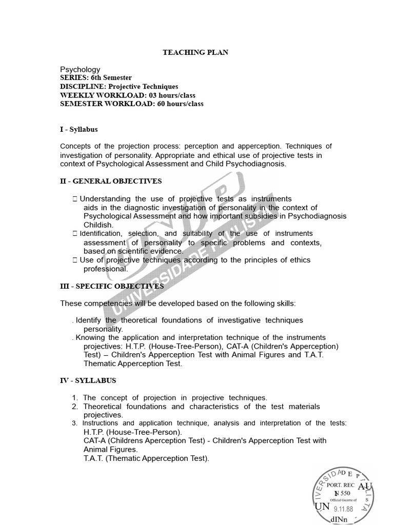 Projective Techniques | PDF | Psychology | Educational Assessment