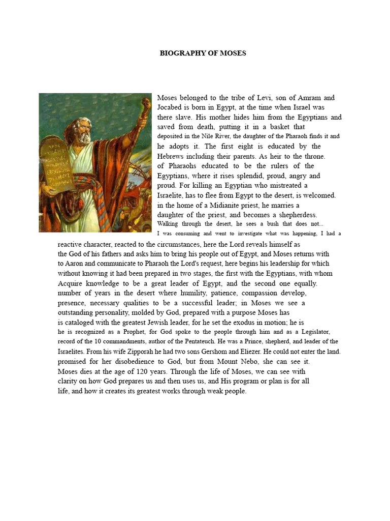 Biography of Moses | PDF | Moses | The Exodus