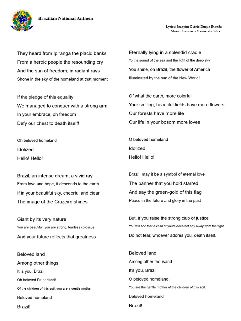 Brazilian National Anthem | PDF
