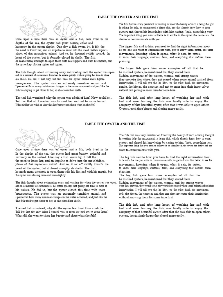 03 - Fable The Oyster and The Fish | PDF | Oyster